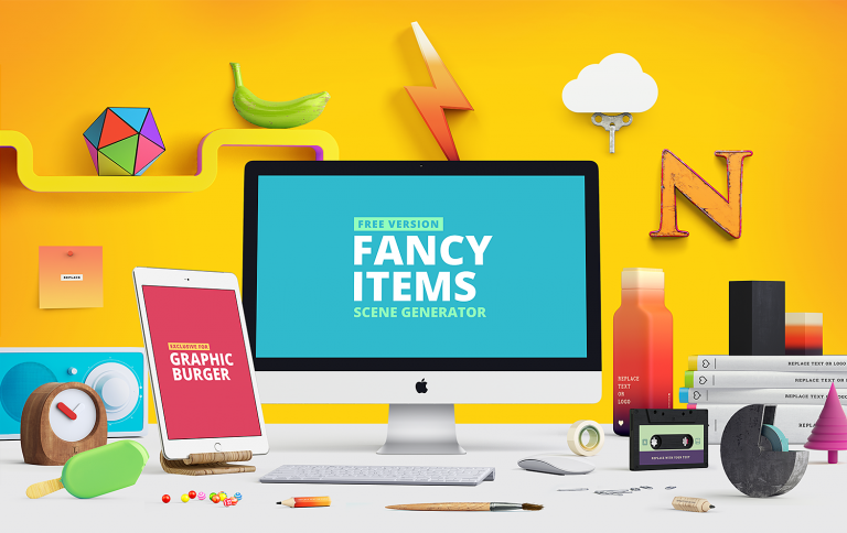 Fancy Items Scene Generator Free Demo | Free Mockup World