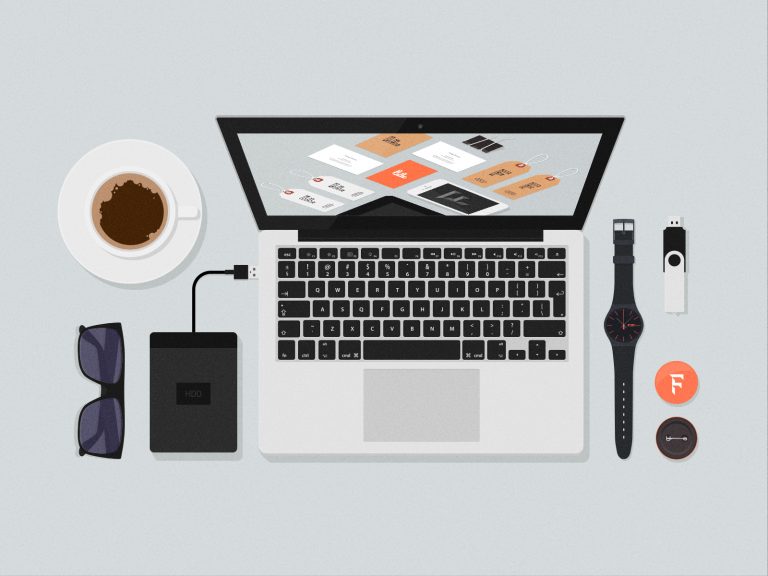 Flat Desk Items PSD Mockups | Free Mockup World