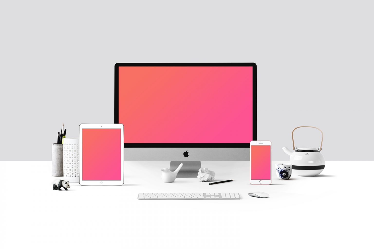 Apple Devices Screens Perspective PSD Mockup — Free Mockup World