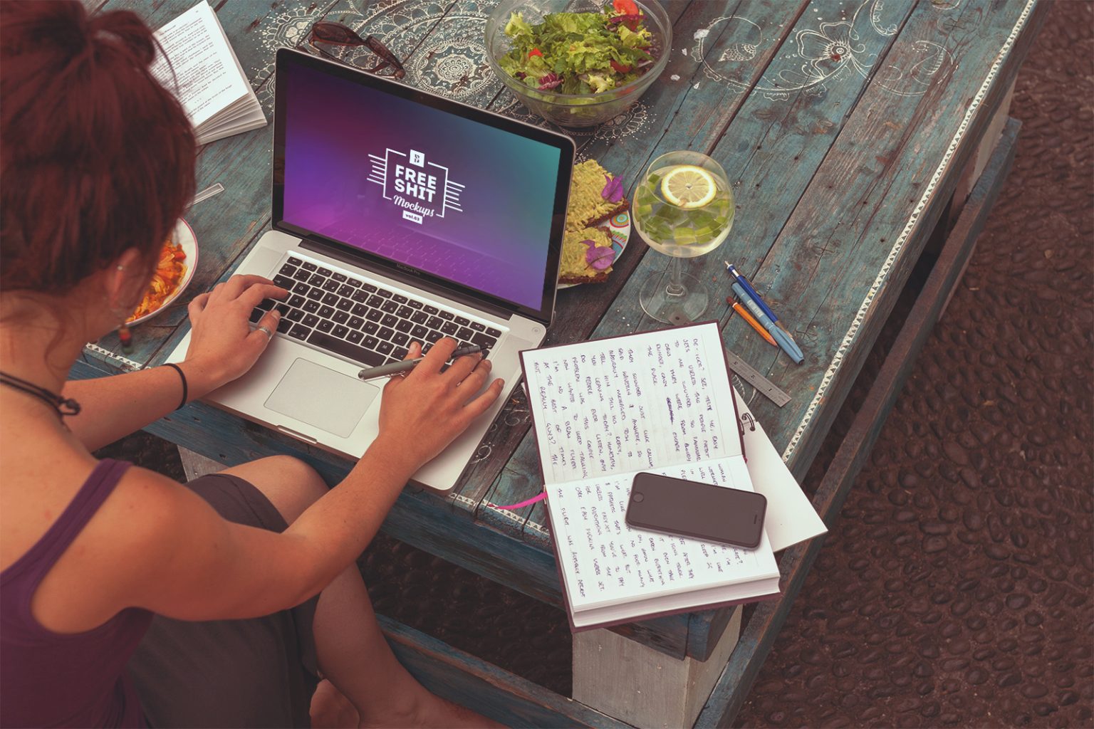 Summertime Outdoor Macbook And iPhone Mockup Bundle 01 — Free Mockup World
