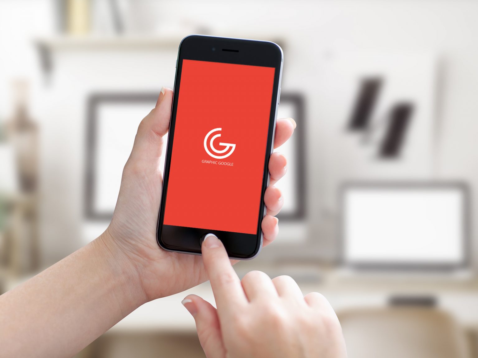 iPhone in Office Mockup | Free Mockup World