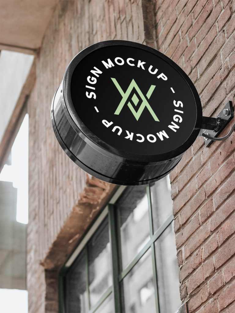 Rounded Sign Free Mockup | Free Mockup World
