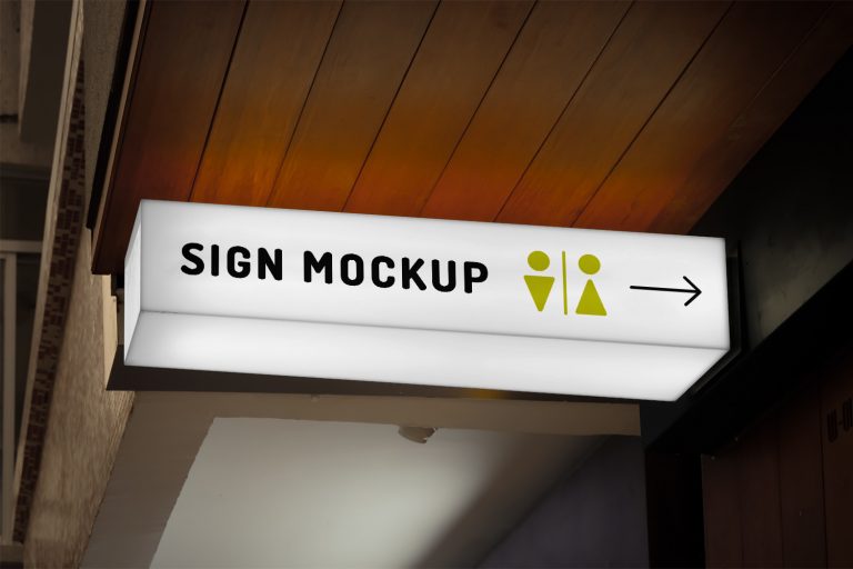 Light Sign Free Mockup — Free Mockup World