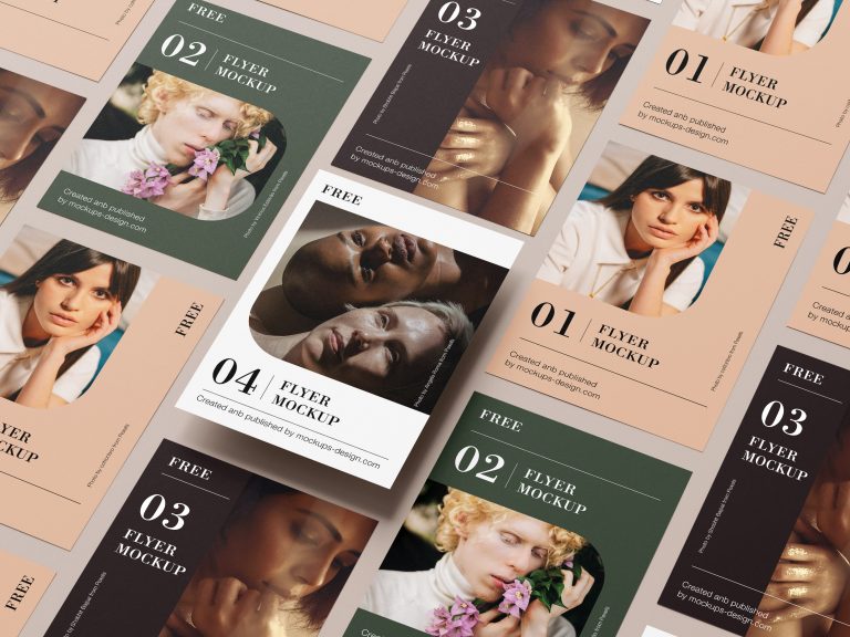 Free A4 Flyers Grid Mockup | Free Mockup World