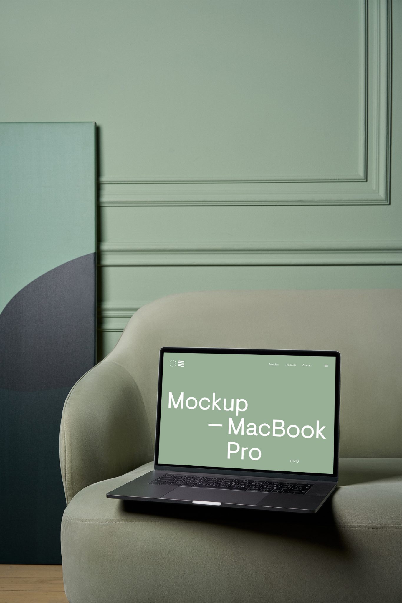 MacBook Pro on a Couch Free Mockup | Free Mockup World