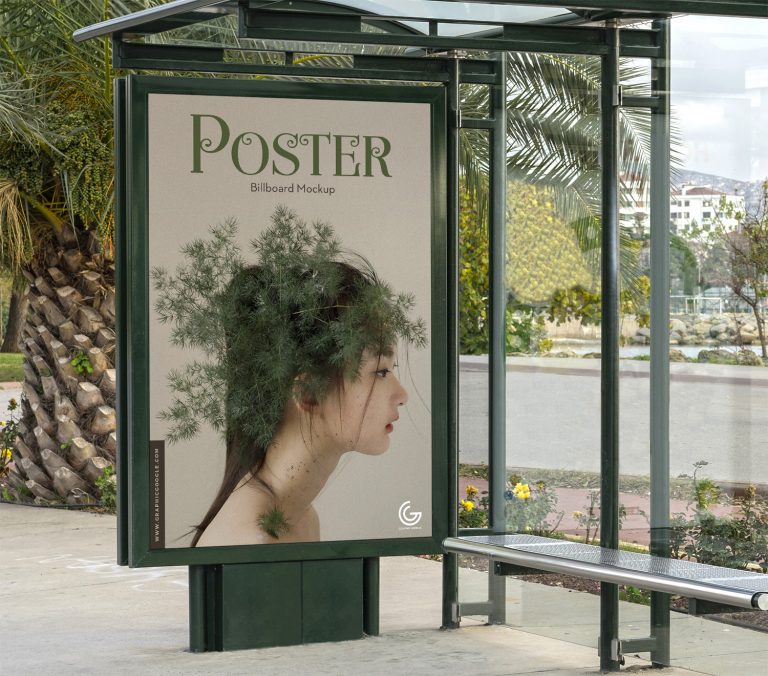 Free Bus Stop Poster Billboard Mockup | Free Mockup World