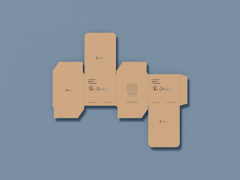 Free Unfolded Square Packaging Box Mockup | Free Mockup World