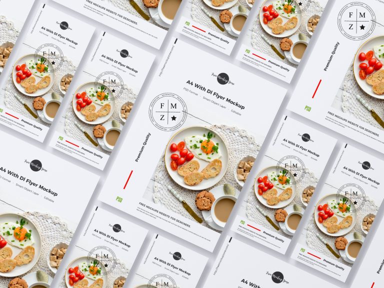 Free Top View Grid Flyer Mockup — Free Mockup World