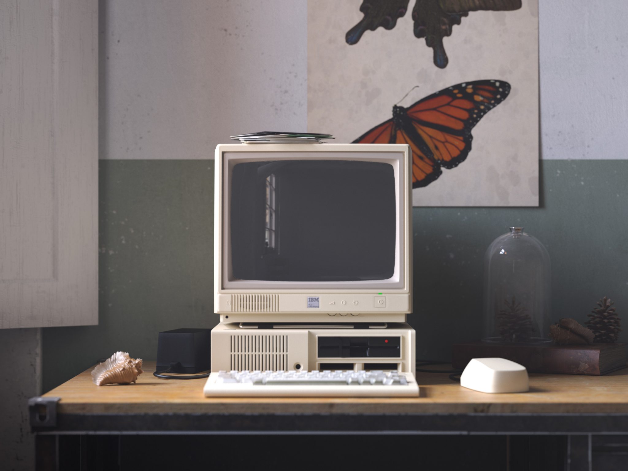 Retro IBM Desktop Free Mockup | Free Mockup World