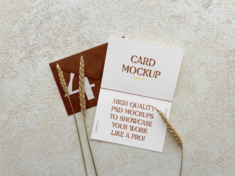 Open Card with Envelope Free Mockup | Free Mockup World