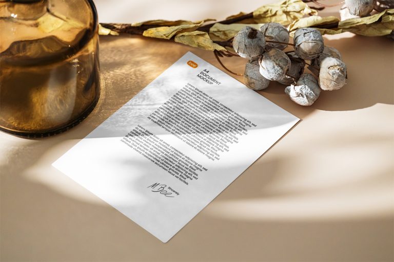 Letterhead with Vase Free Mockup | Free Mockup World