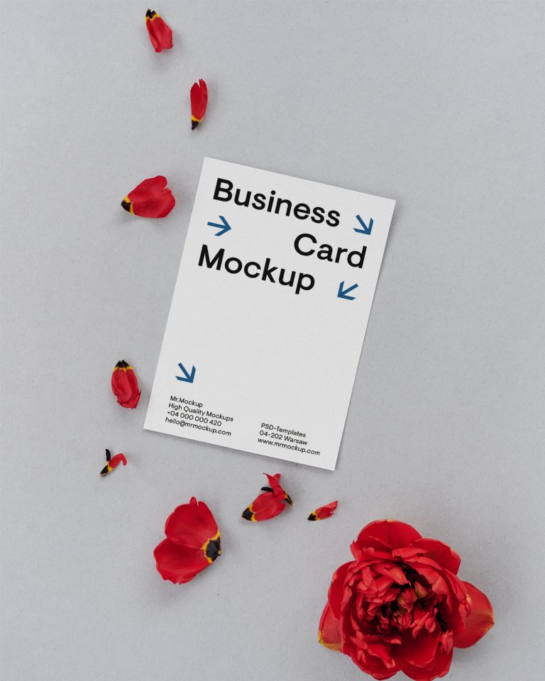 Card with Flower on Table Free Mockups | Free Mockup World