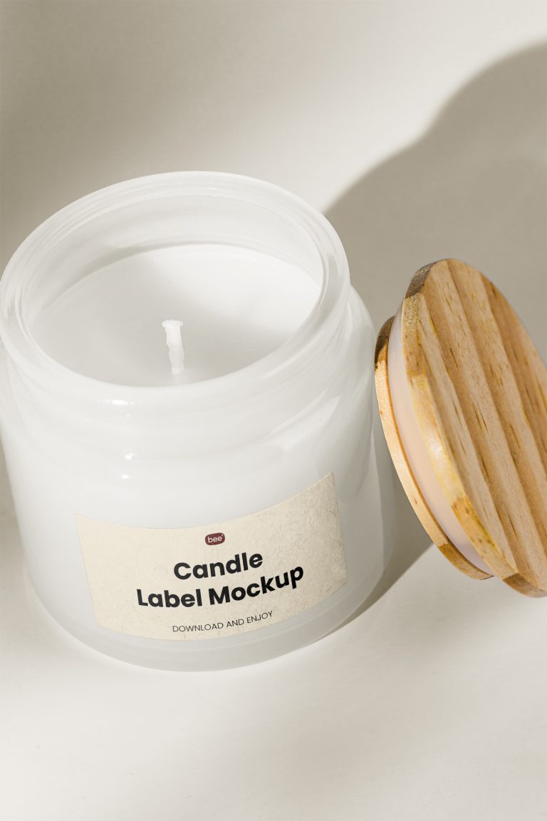 Candle with Wooden Cap Free Mockup | Free Mockup World