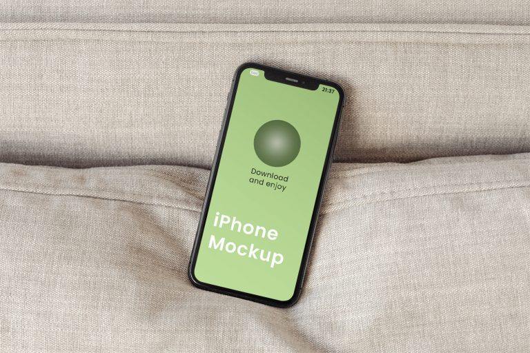 iPhone on Pillow Free Mockup — Free Mockup World