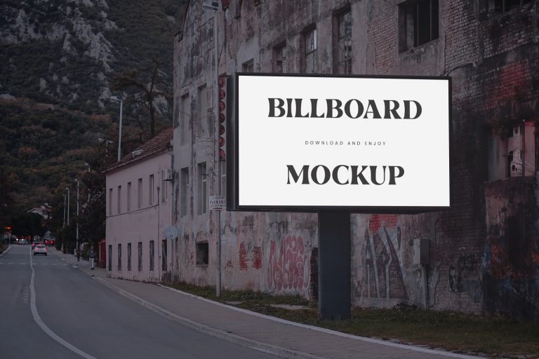 Glowing Billboard Free Mockup | Free Mockup World