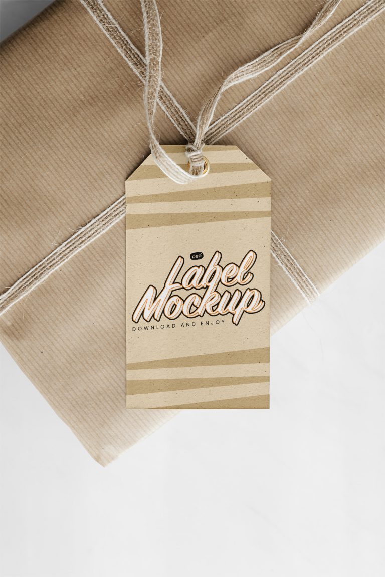 Label on Gift Box Free Mockup | Free Mockup World