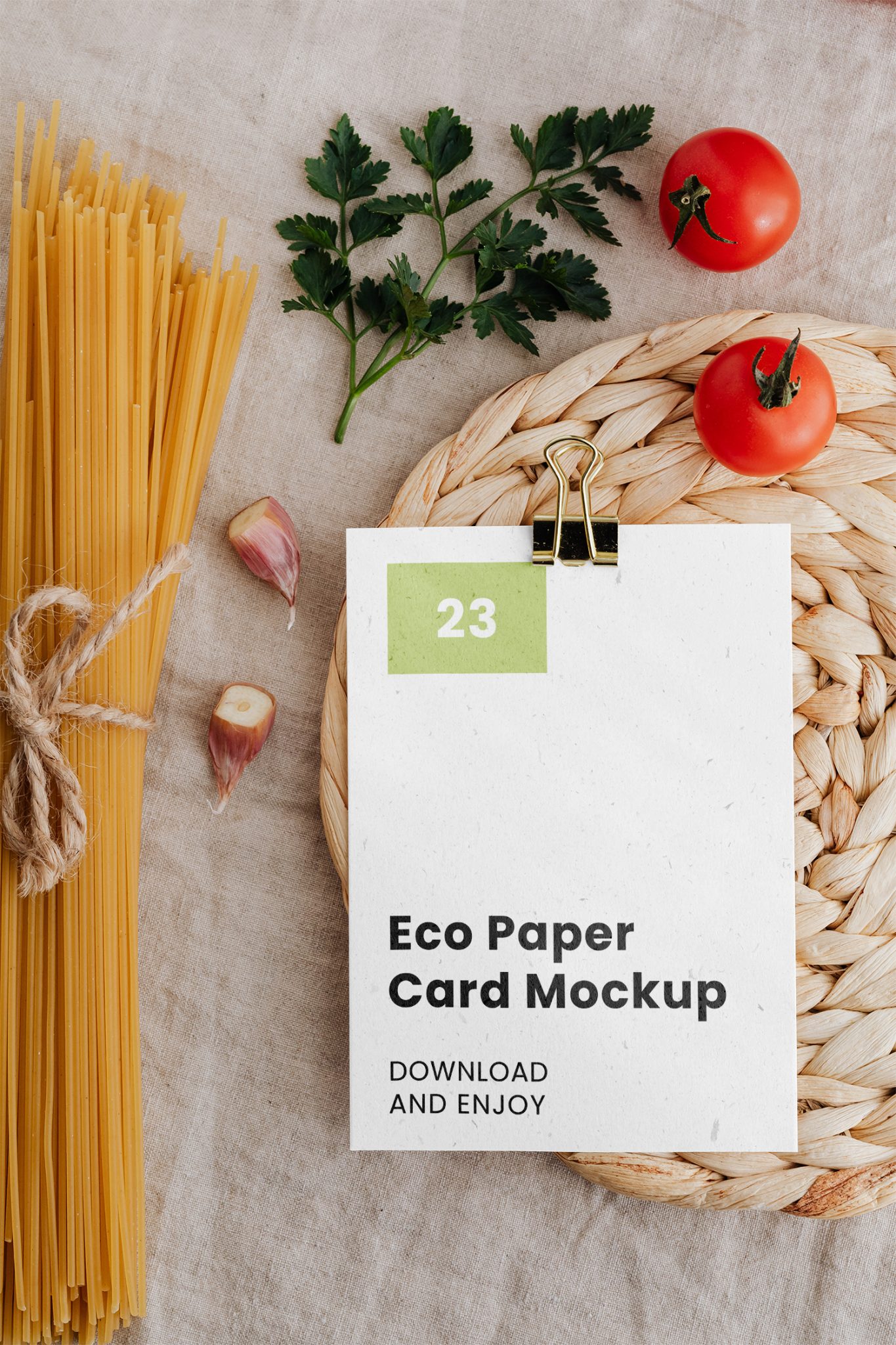 Paper Card with Pasta Free Mockup | Free Mockup World