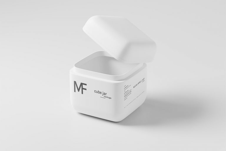Cube Shaped Cosmetic Jar Free Mockups | Free Mockup World