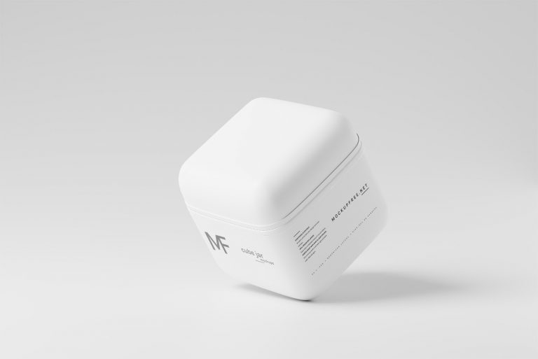 Cube Shaped Cosmetic Jar Free Mockups | Free Mockup World
