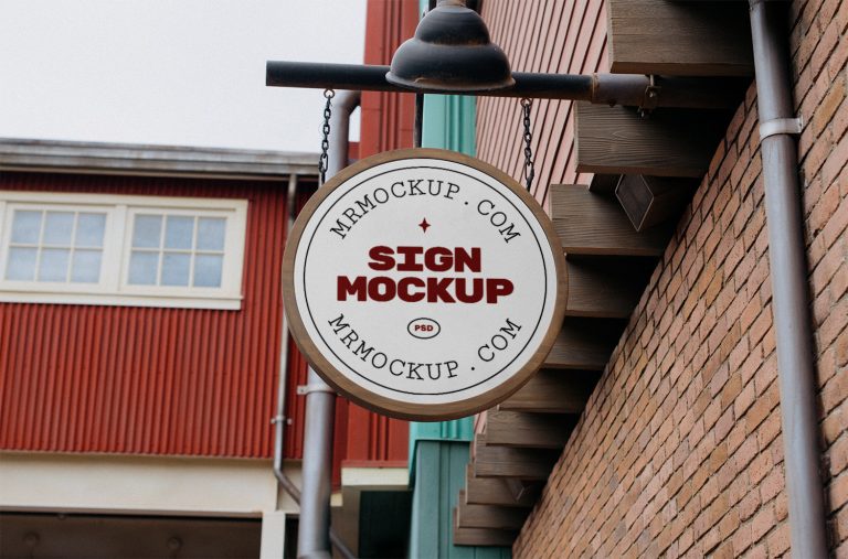 Circle Sign Free Mockup — Free Mockup World