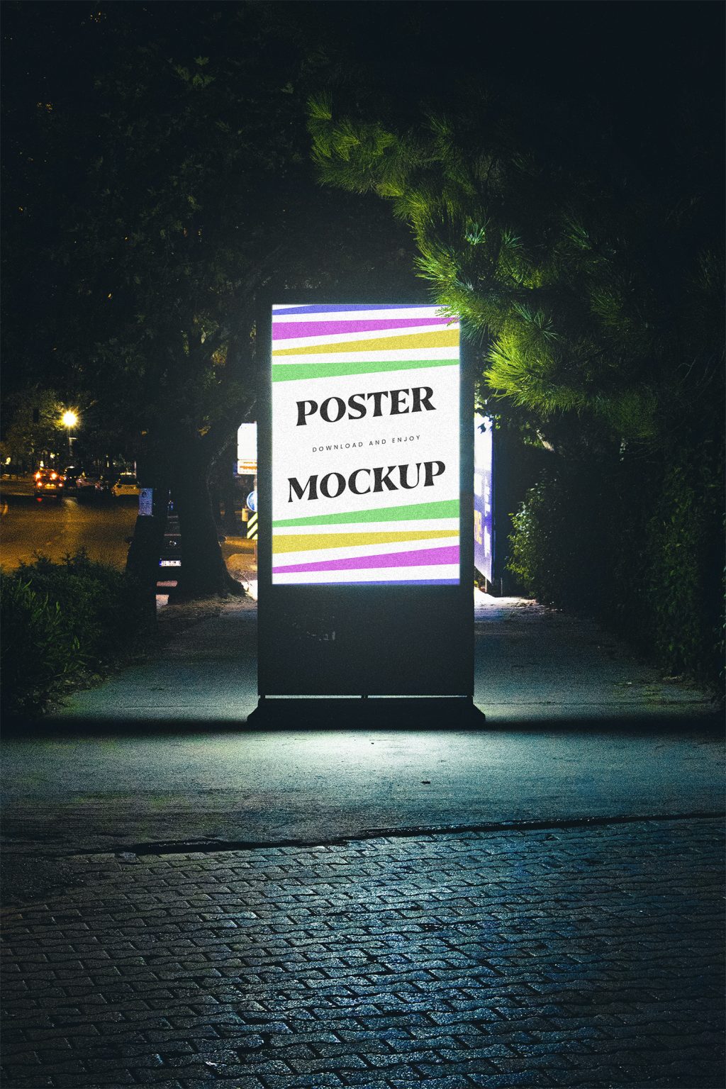 Glowing Night Poster Free Mockup | Free Mockup World