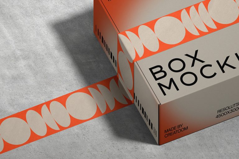 Packaging Box Tape Free Mockup — Free Mockup World