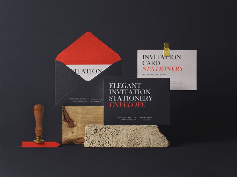 Free Invitation Card and Envelope Mockup Set | Free Mockup World