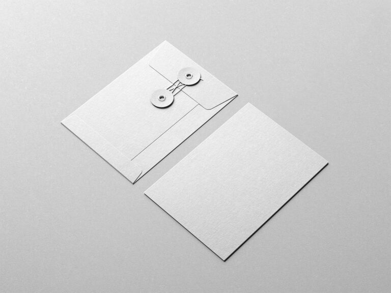 String-Tie Envelope Mockup – Front and Back View | Free Mockup World