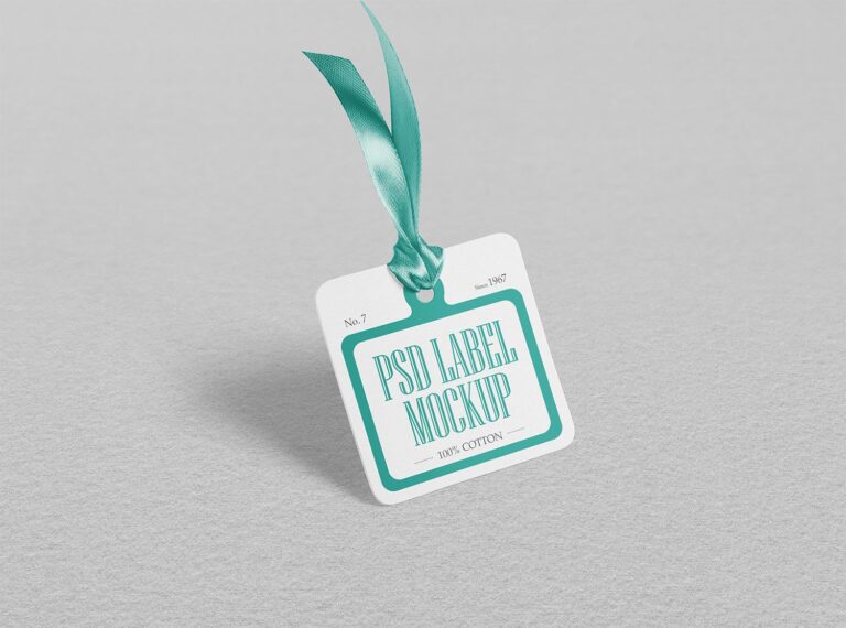 Cloth Tag Mockup with Ribbon | Free Mockup World