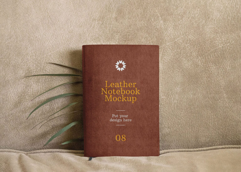 Front View Leather Cover Notebook Mockup | Free Mockup World