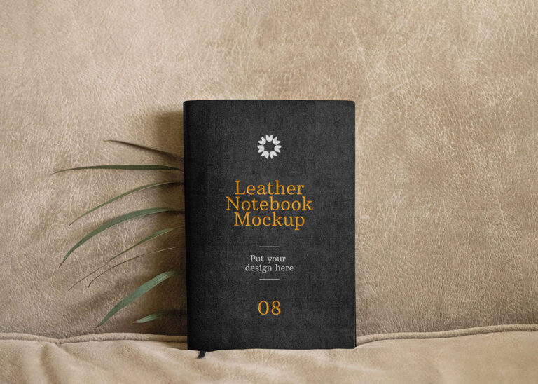 Front View Leather Cover Notebook Mockup | Free Mockup World
